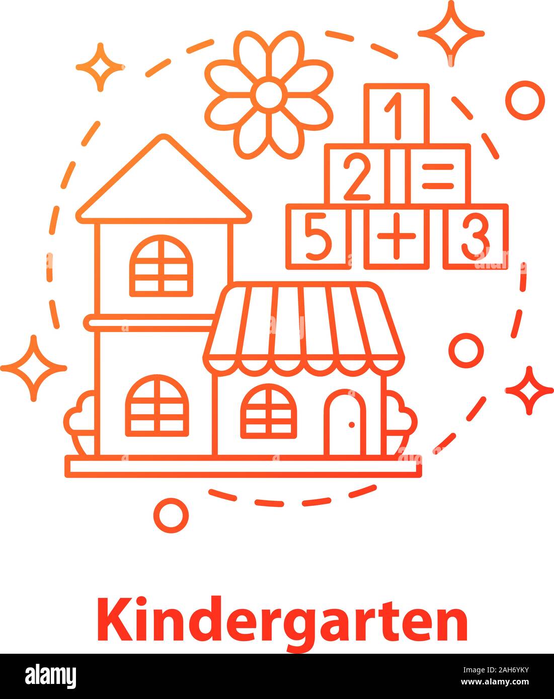 Kindergarten concept icon. Preschool idea thin line illustration ...