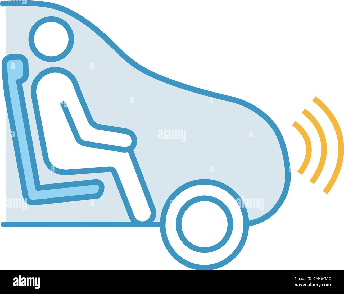 Fully autonomous color icon. Smart car with passenger. Intelligent auto ...