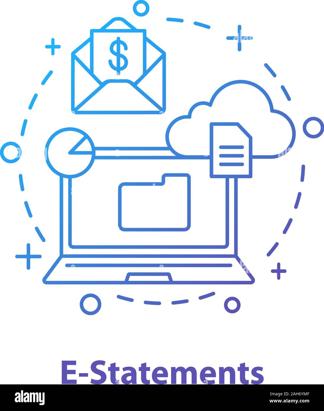 E-statement concept icon. Mail notification idea thin line illustration ...