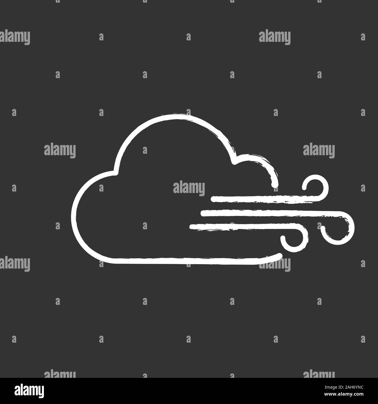 Cloudy windy weather chalk icon. Clouds and wind. Overcast. Weather ...