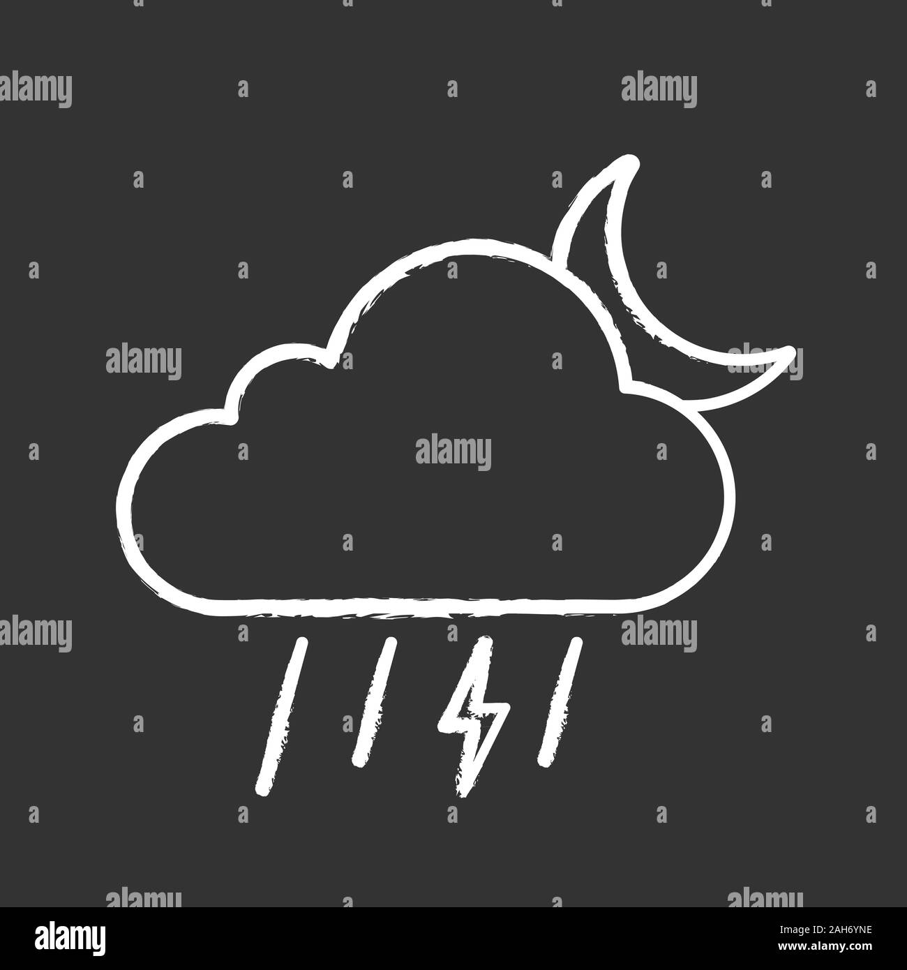 Night thunderstorm chalk icon. Thunder storm. Lightning storm. Stormy ... Night thunderstorm chalk icon. Thunder storm. Lightning storm. Stormy ...