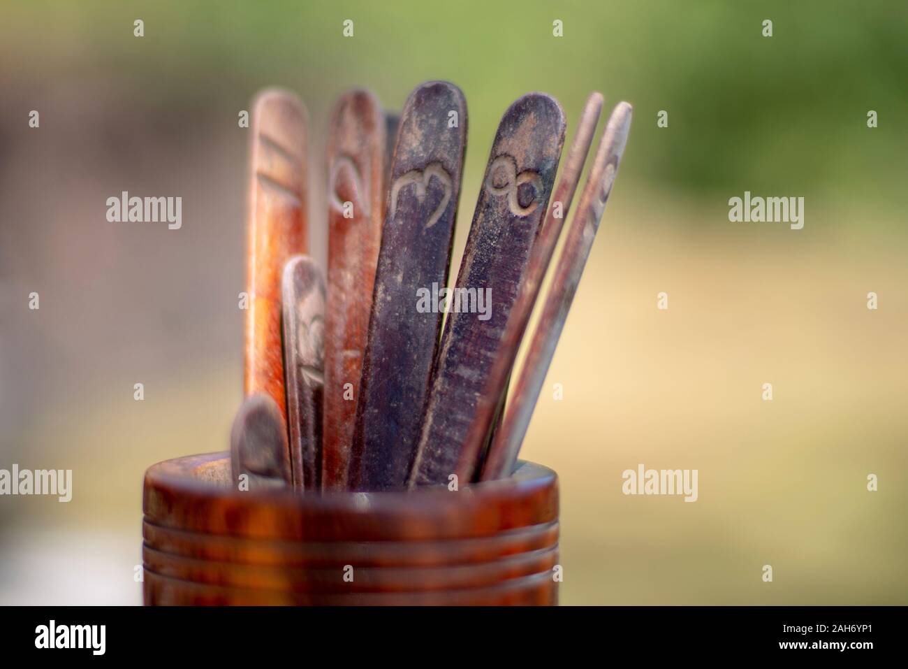 Fortune sticks used by buddhist pratitionners to guess a prophecy Stock ...