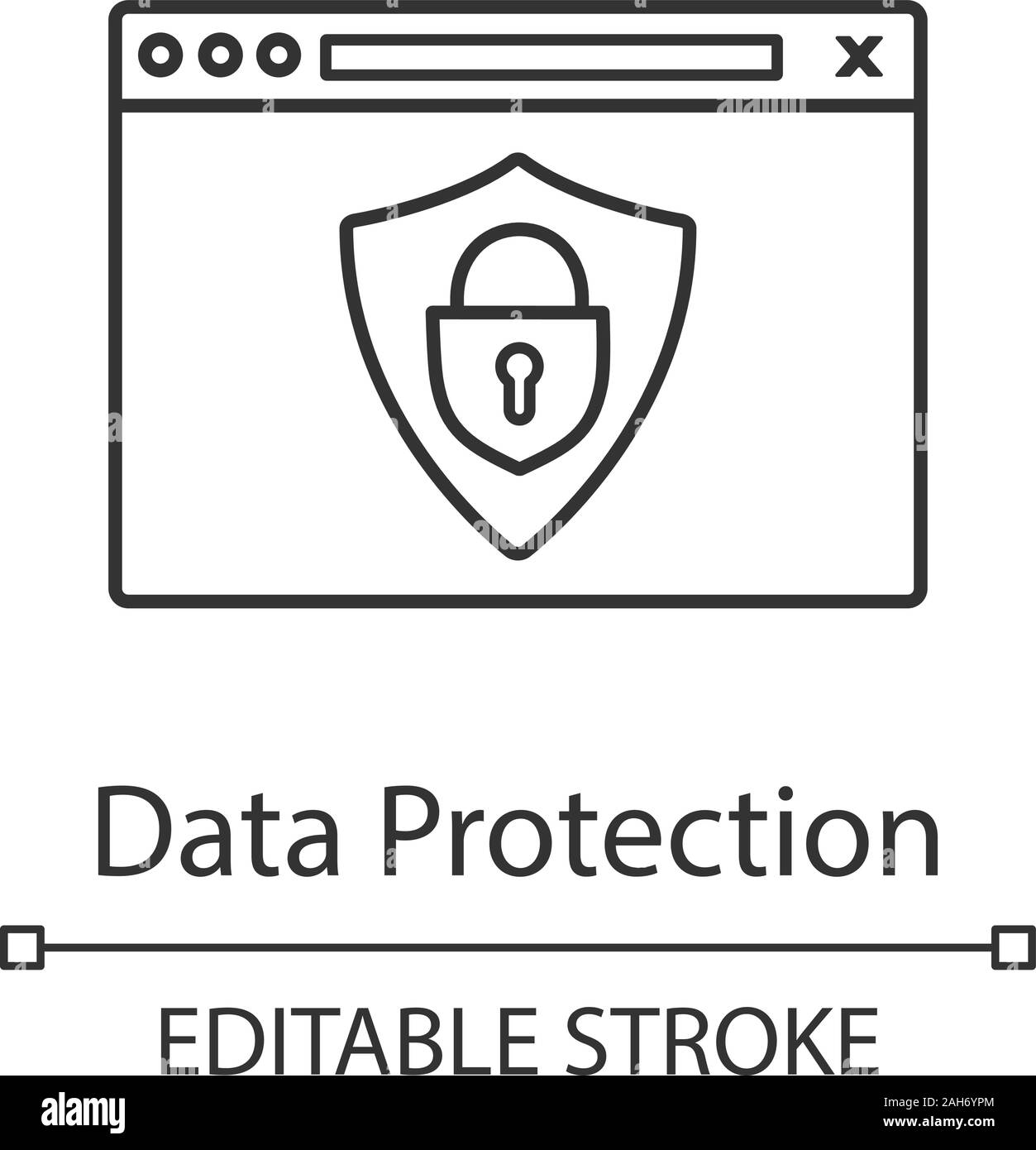 Data protection linear icon. Safe internet connection. Internet, cyber ...