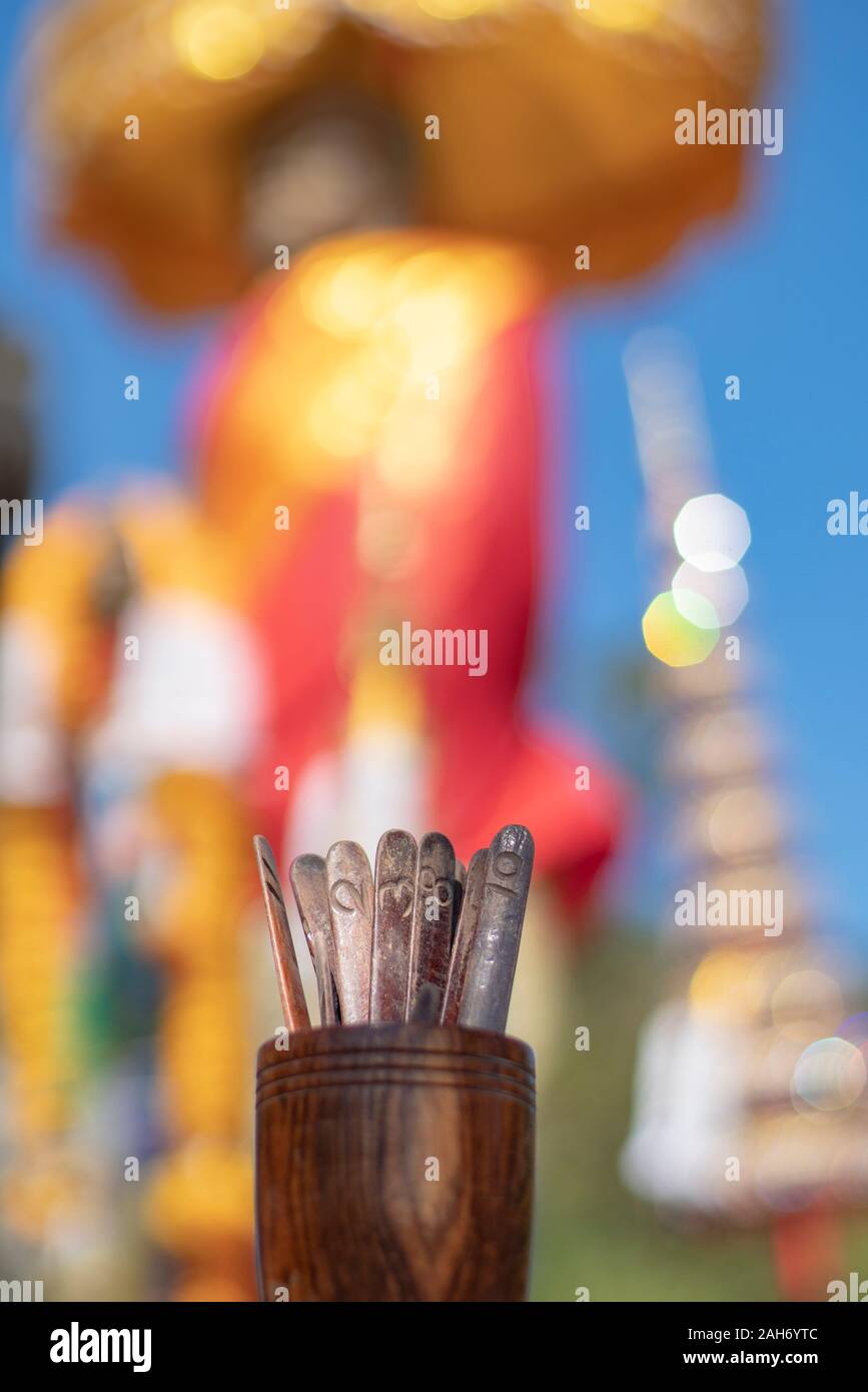 Fortune sticks used by buddhist pratitionners to guess a prophecy Stock ...