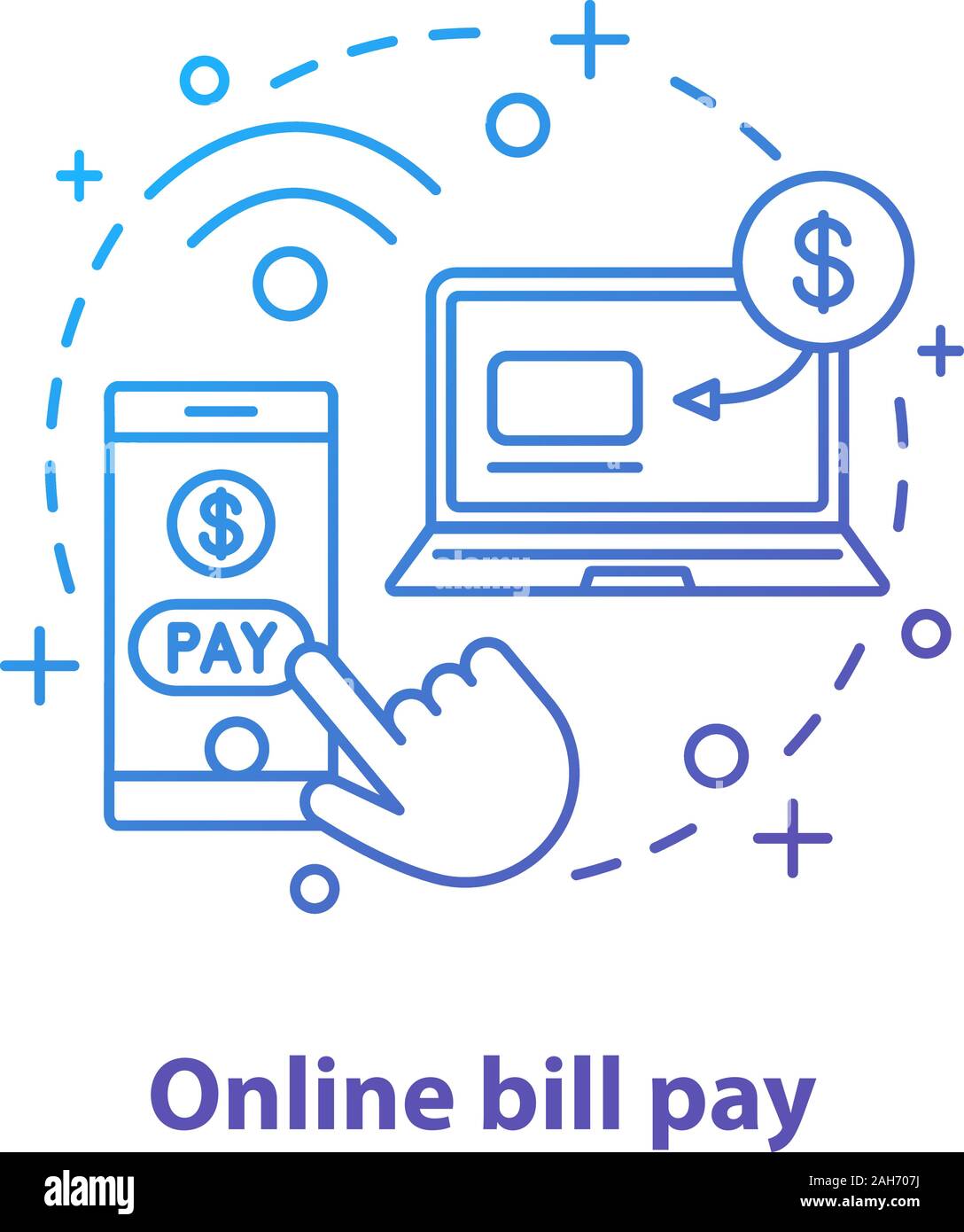 Online bill pay concept icon. Internet shopping. Pay per click ...