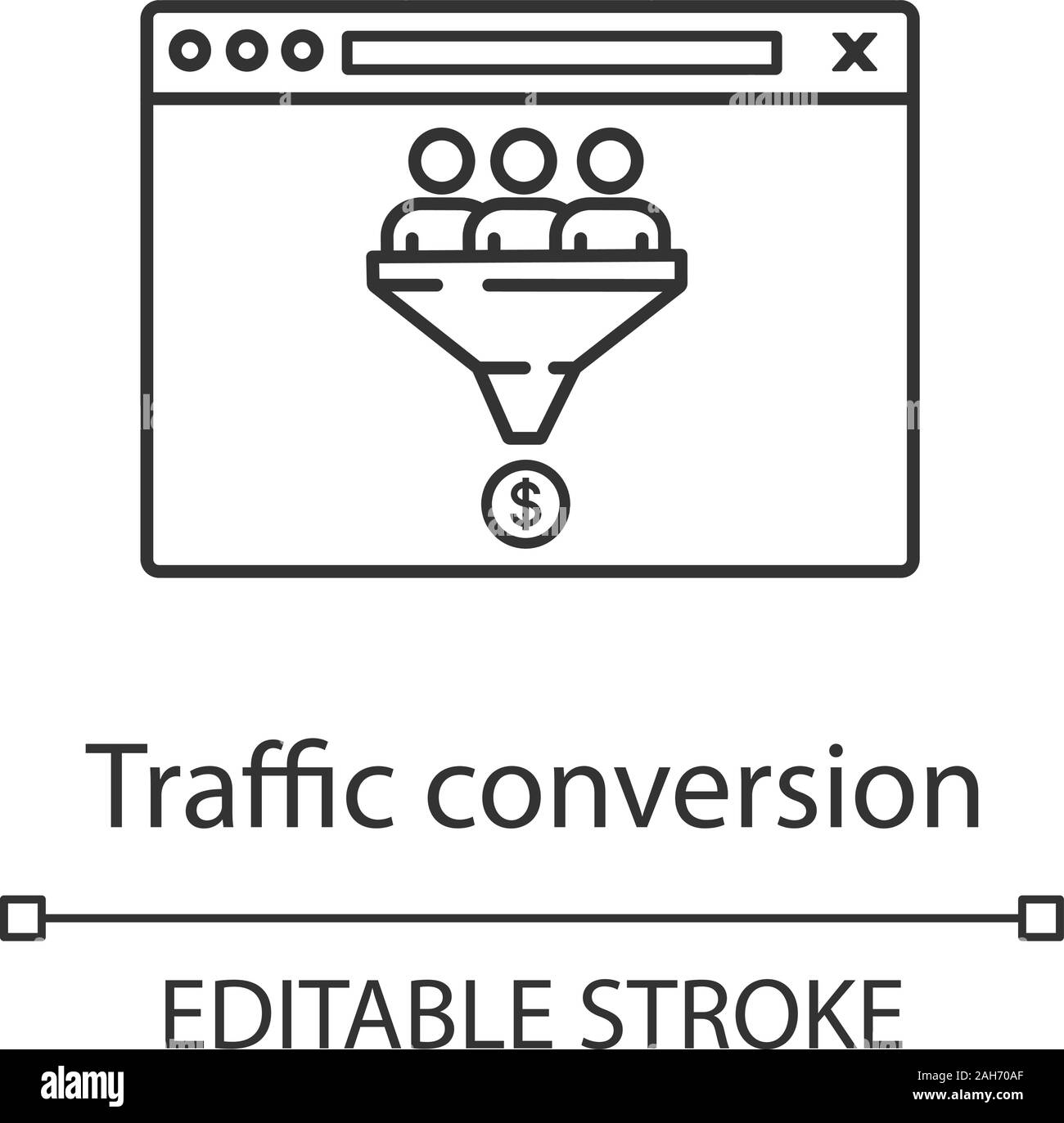 Traffic conversion linear icon. Sales funnel. Thin line illustration ...