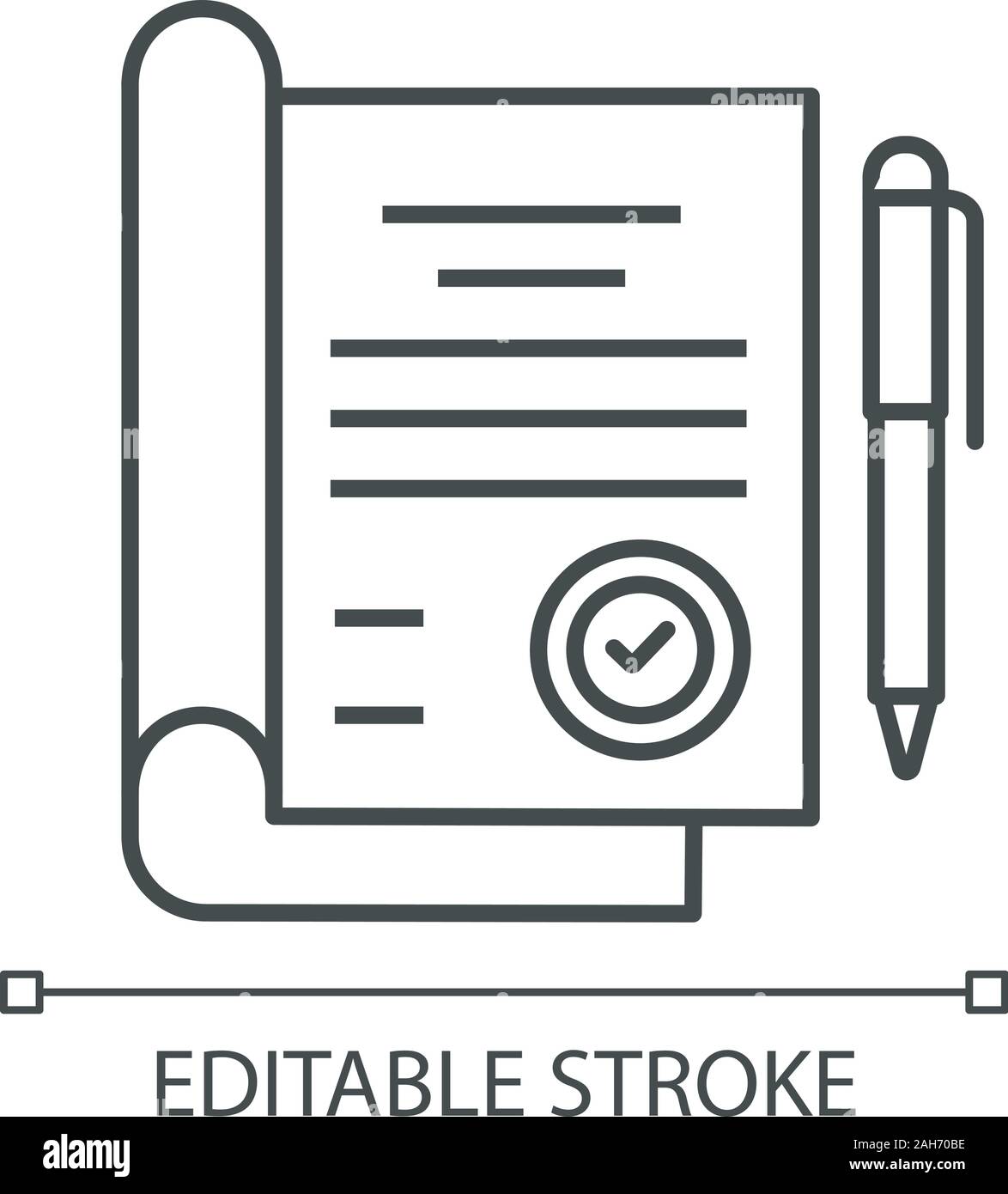 Signed contract linear icon. Agreement, deal. Thin line illustration ...