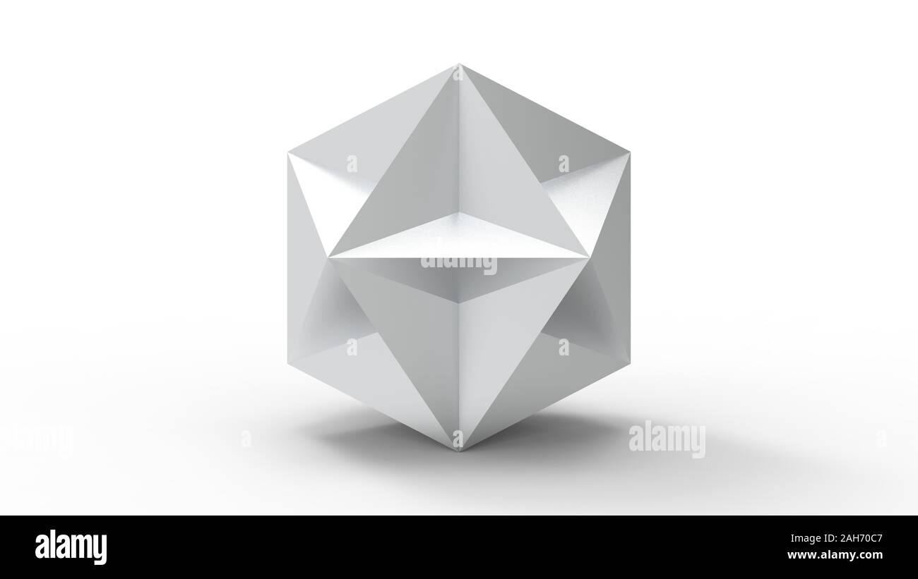 3d rendering of a polyhedron model isolated in a studio background ...