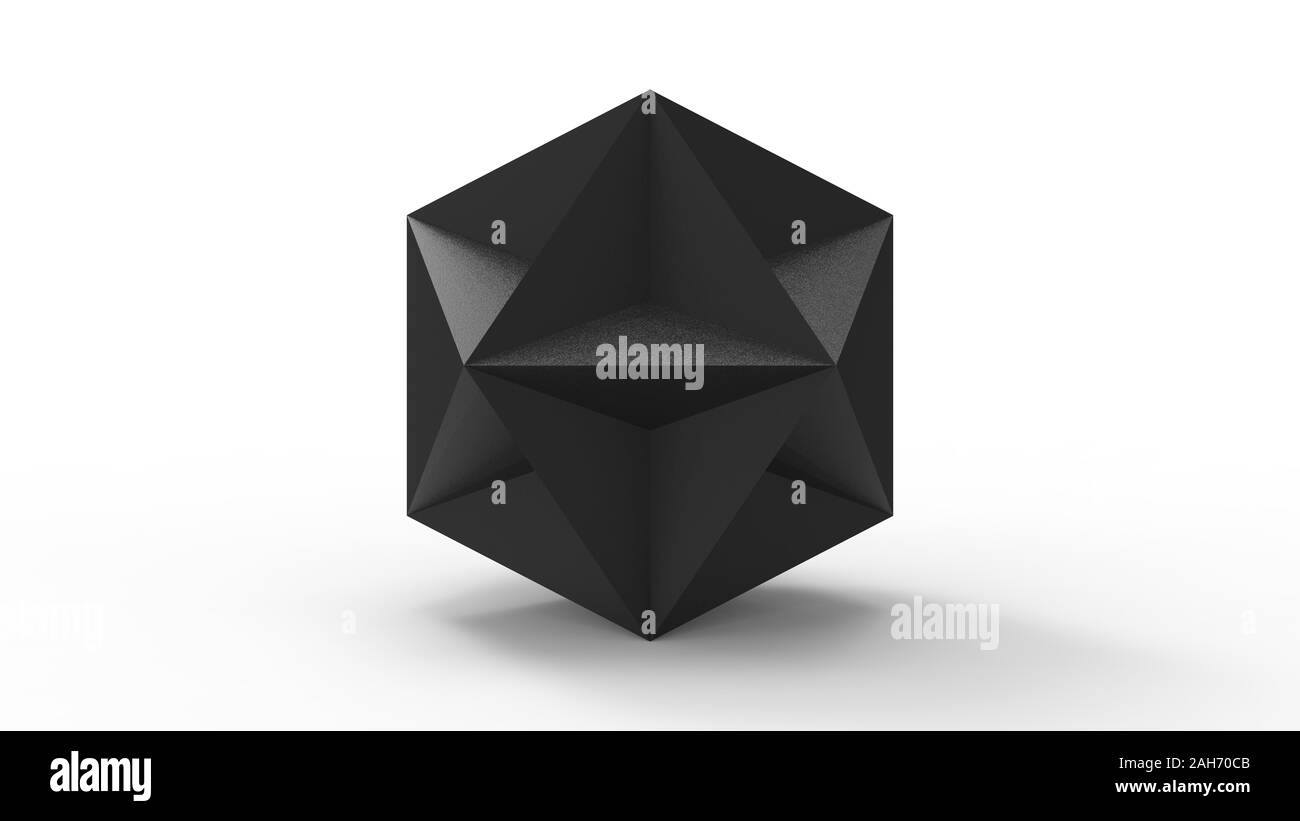 3d rendering of a polyhedron model isolated in a studio background ...