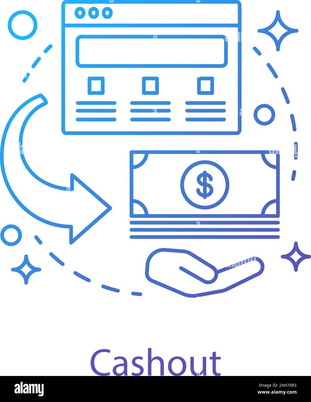 Cashout concept icon. Online banking. Funds withdrawing idea thin line ...