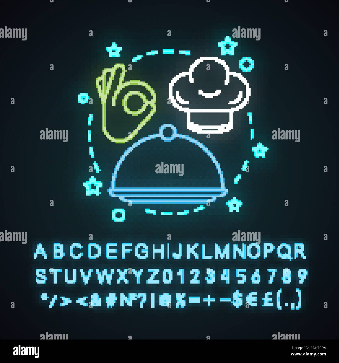 Serving food neon light concept icon. Restaurant. Yummy. Culinary ...