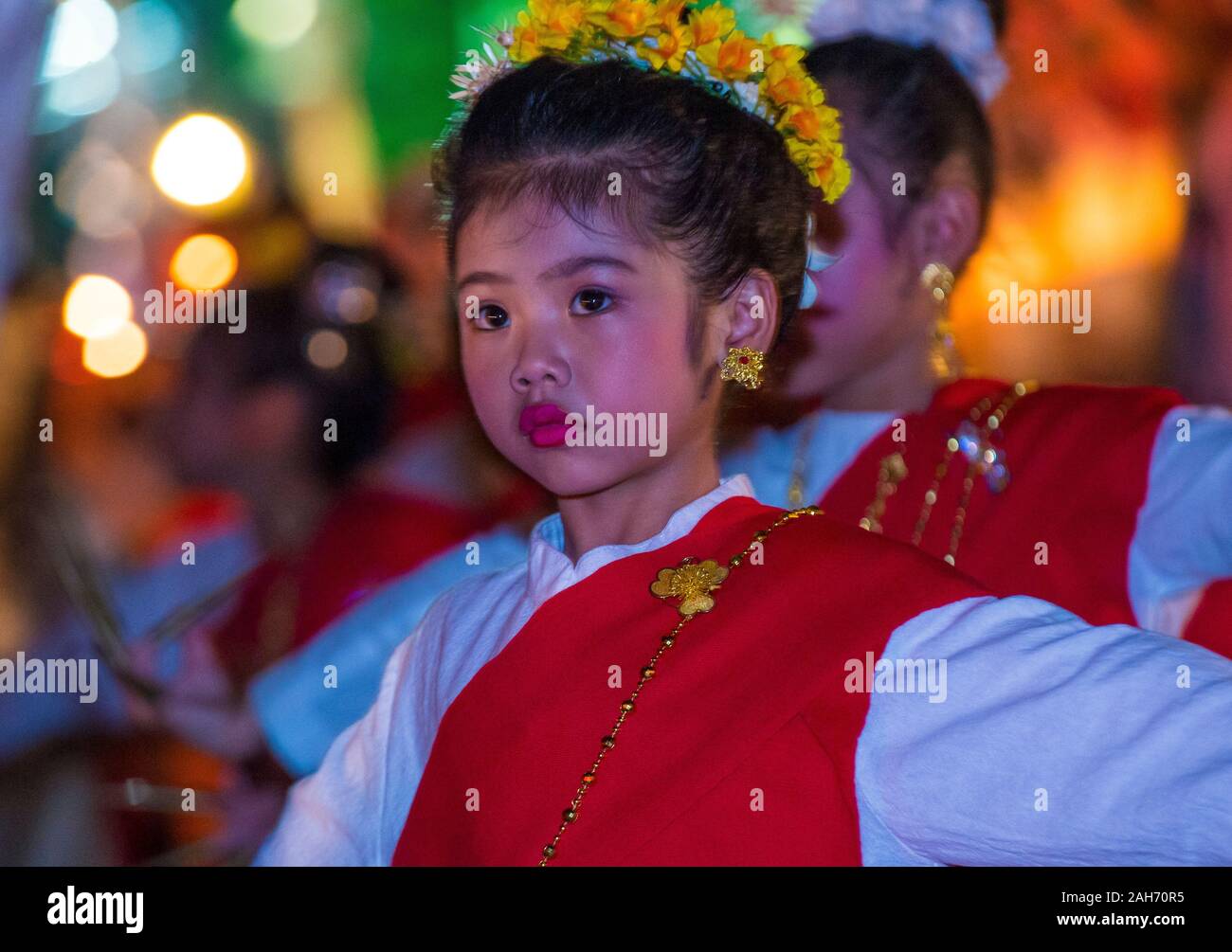 Thai children participates in Yee Peng festival in Chiang Mai ...
