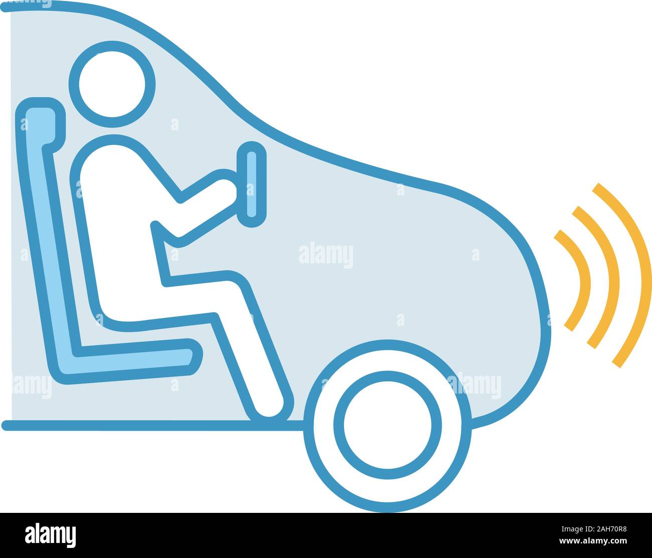 Autonomous car with partial automation color icon. Smart car with ...