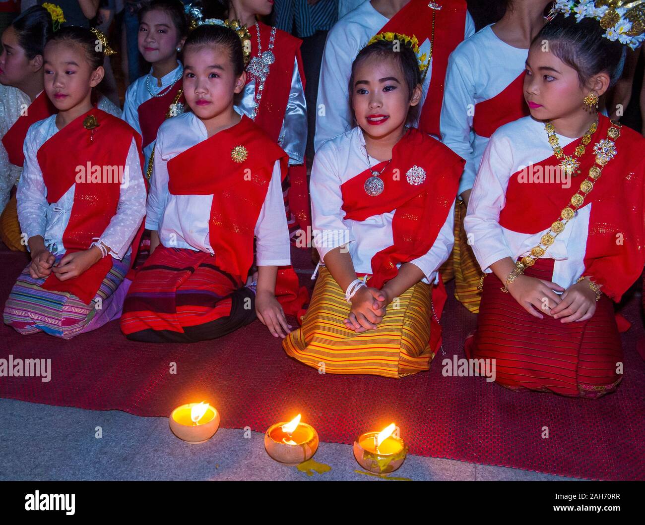 Thai children participates in Yee Peng festival in Chiang Mai ...