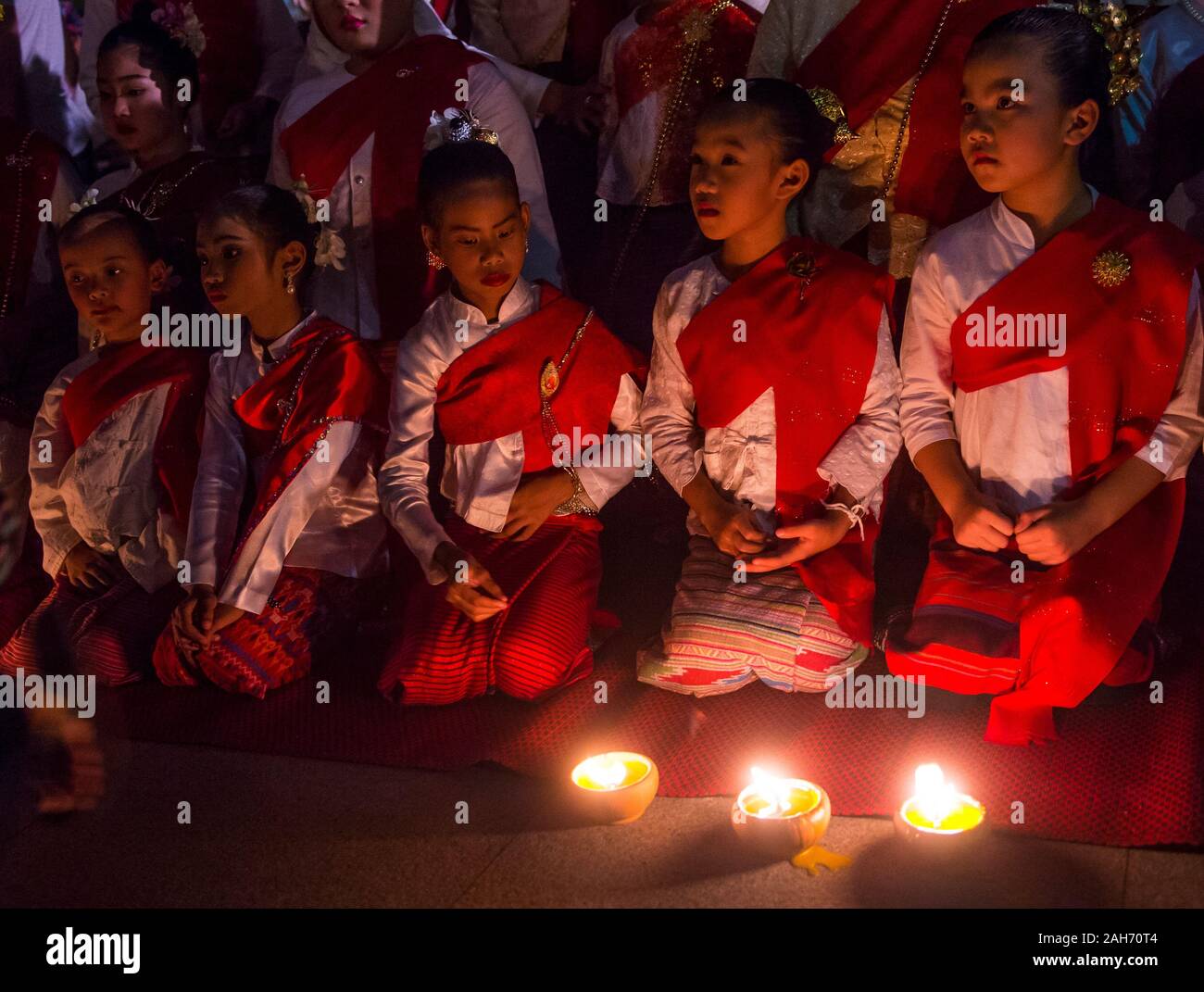 Thai children participates in Yee Peng festival in Chiang Mai ...