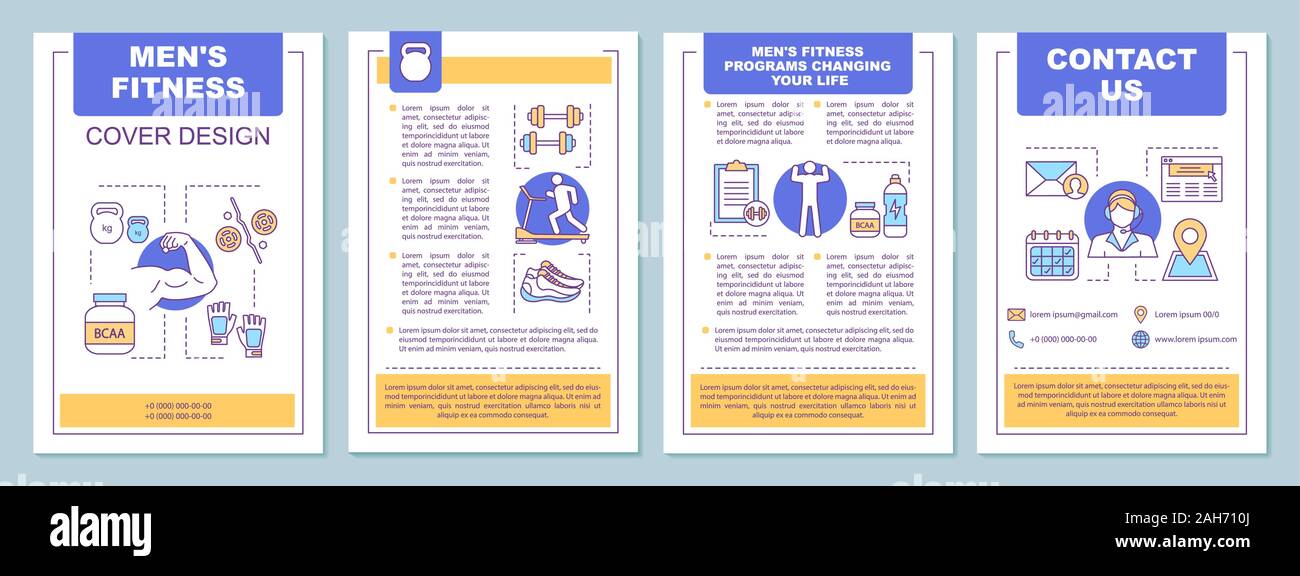 Bodybuilding brochure template layout. Gym training workout. Mens ...