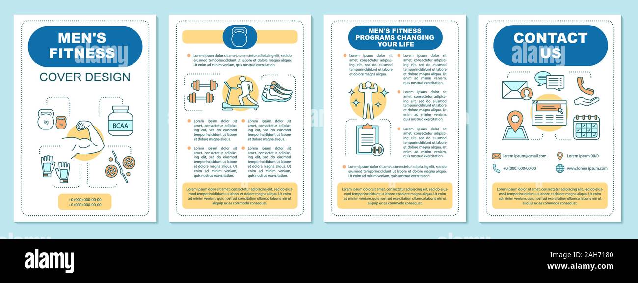 Bodybuilding brochure template layout. Gym training workout. Mens ...