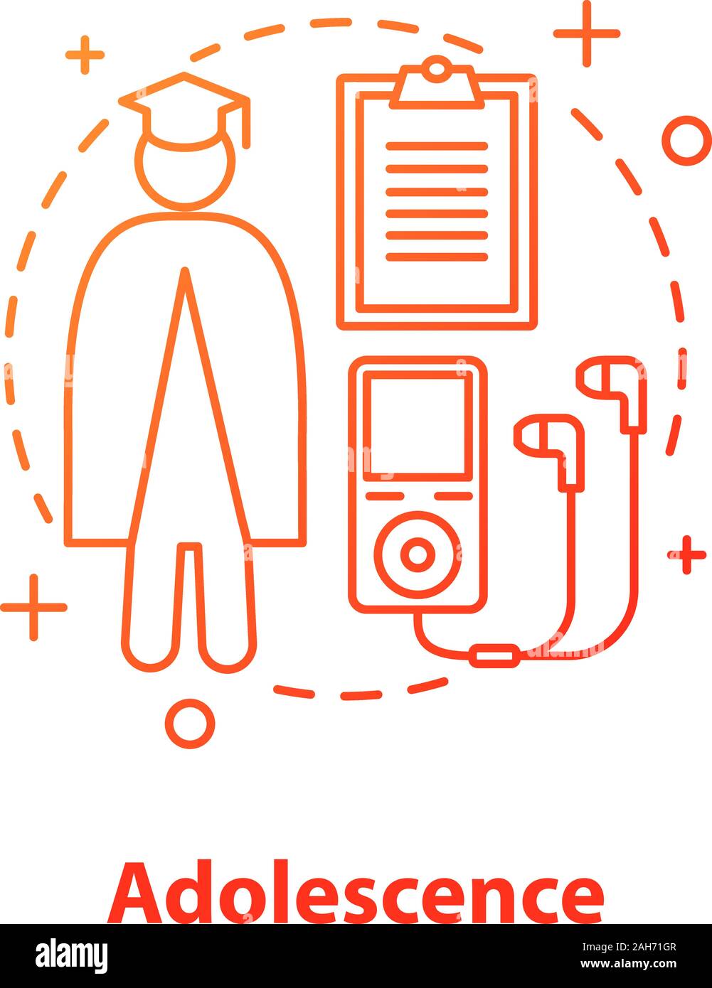 Adolescence concept icon. Studentship idea thin line illustration ...