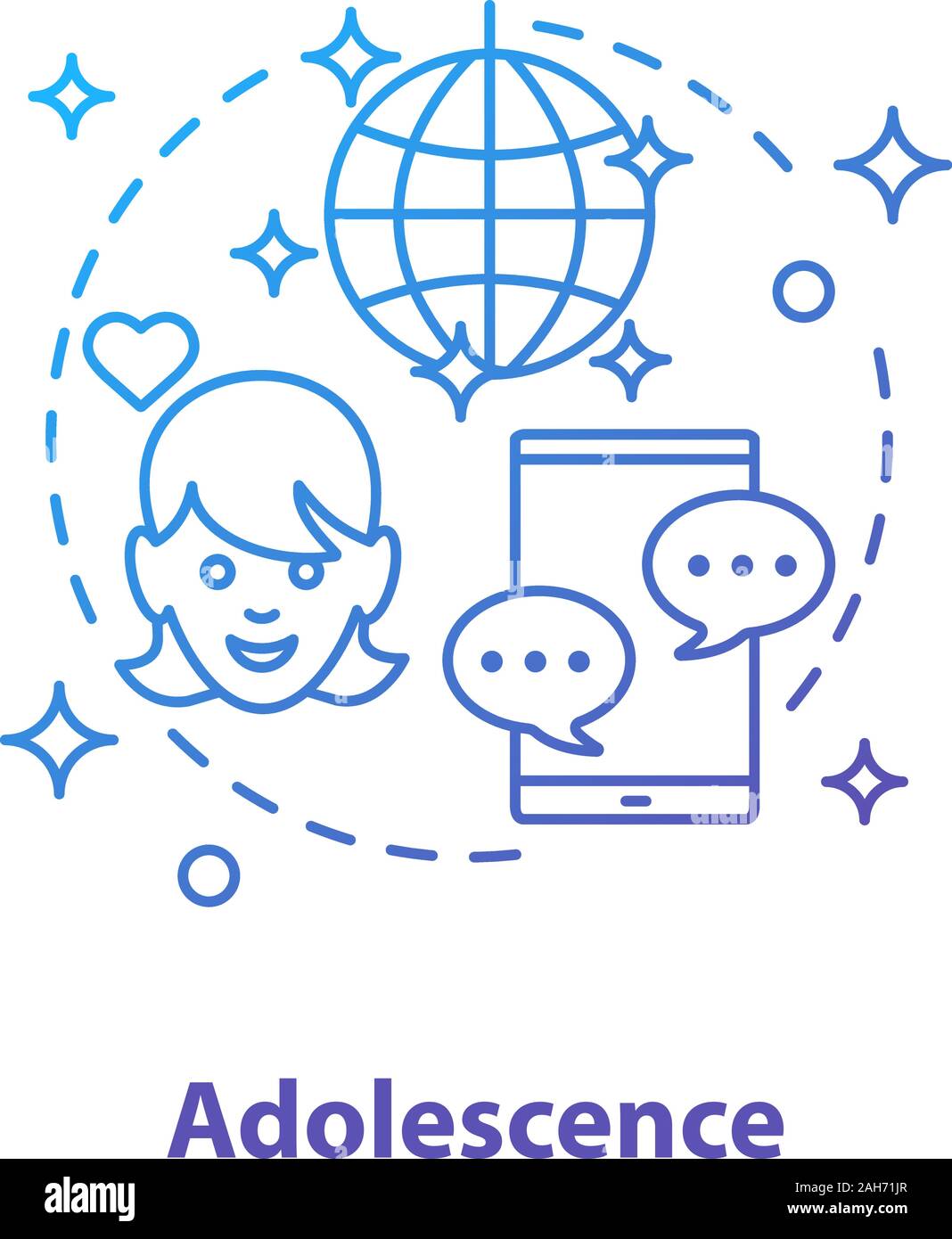 Adolescence concept icon. Teenager idea thin line illustration. Party ...