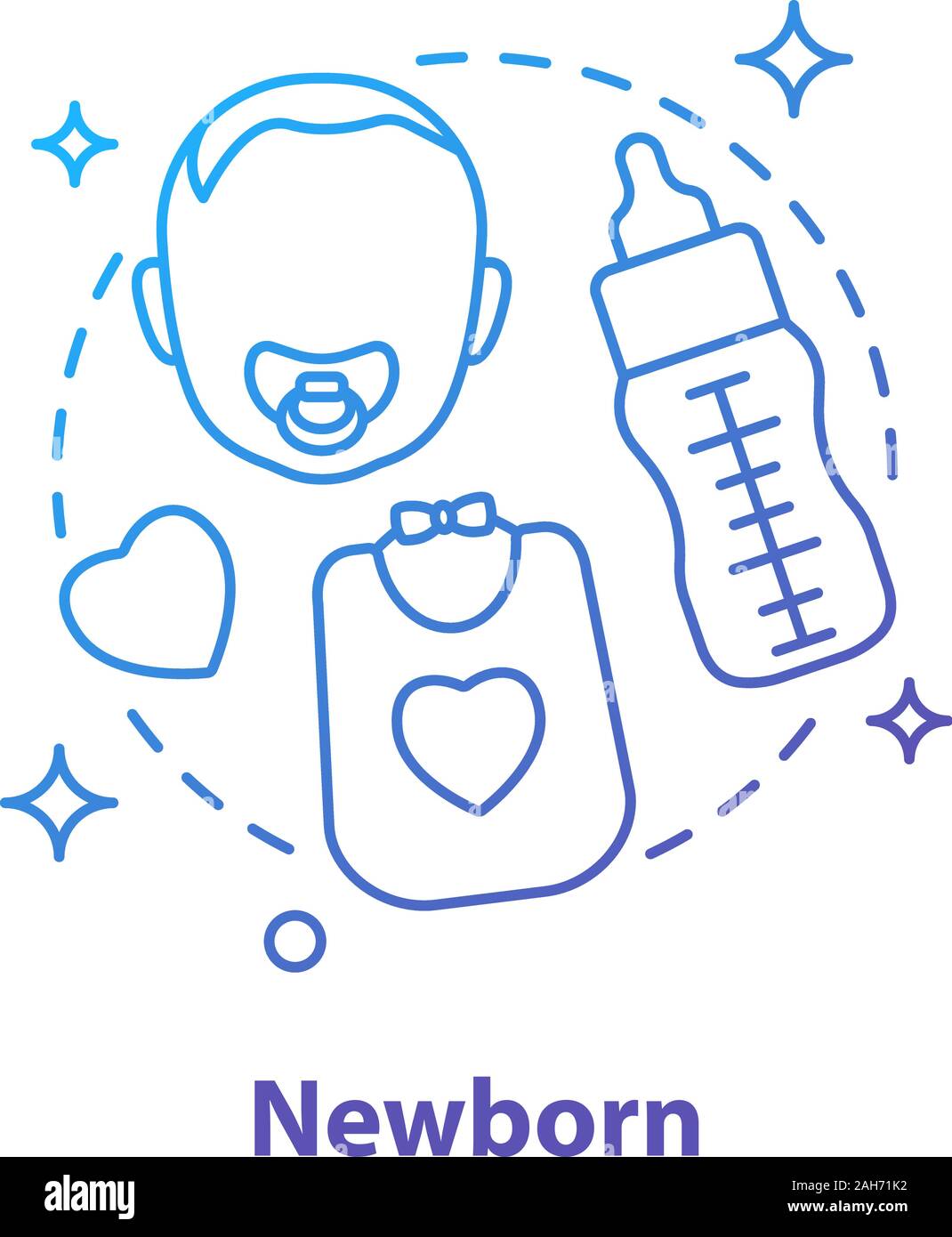 Newborn baby concept icon. Childcare equipment idea thin line ...