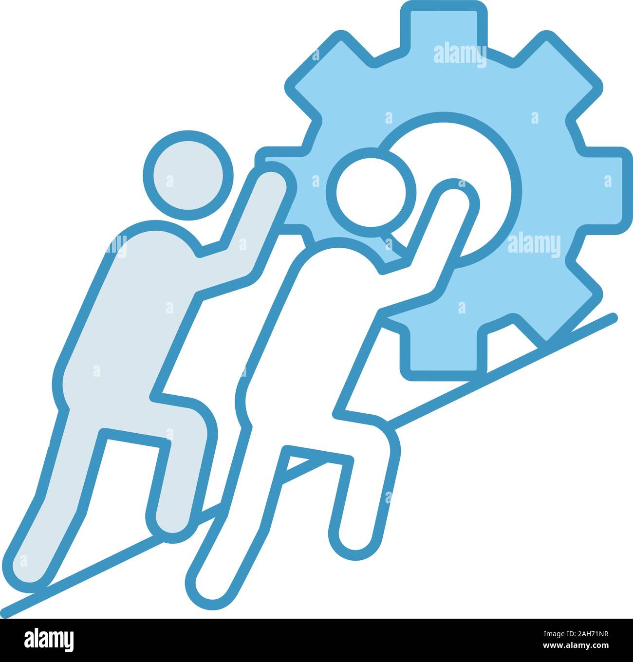 Teamwork color icon. Team. Partnership. Two businessmen pushing ...