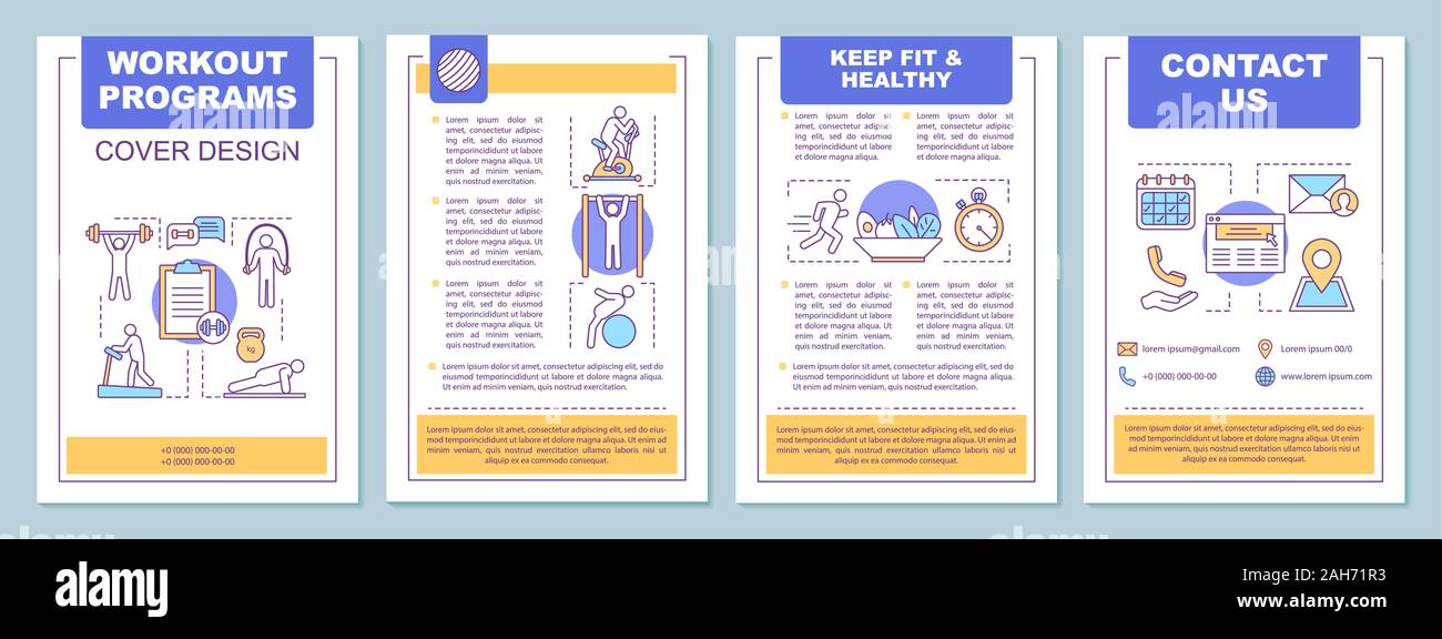 Workout programs brochure template layout. Fitness. Gym training ...