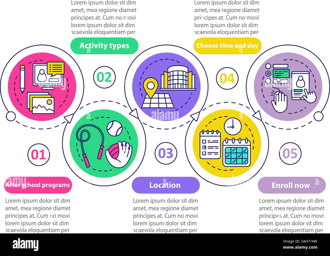 After school program vector infographic template. Kids activities. Business presentation ...