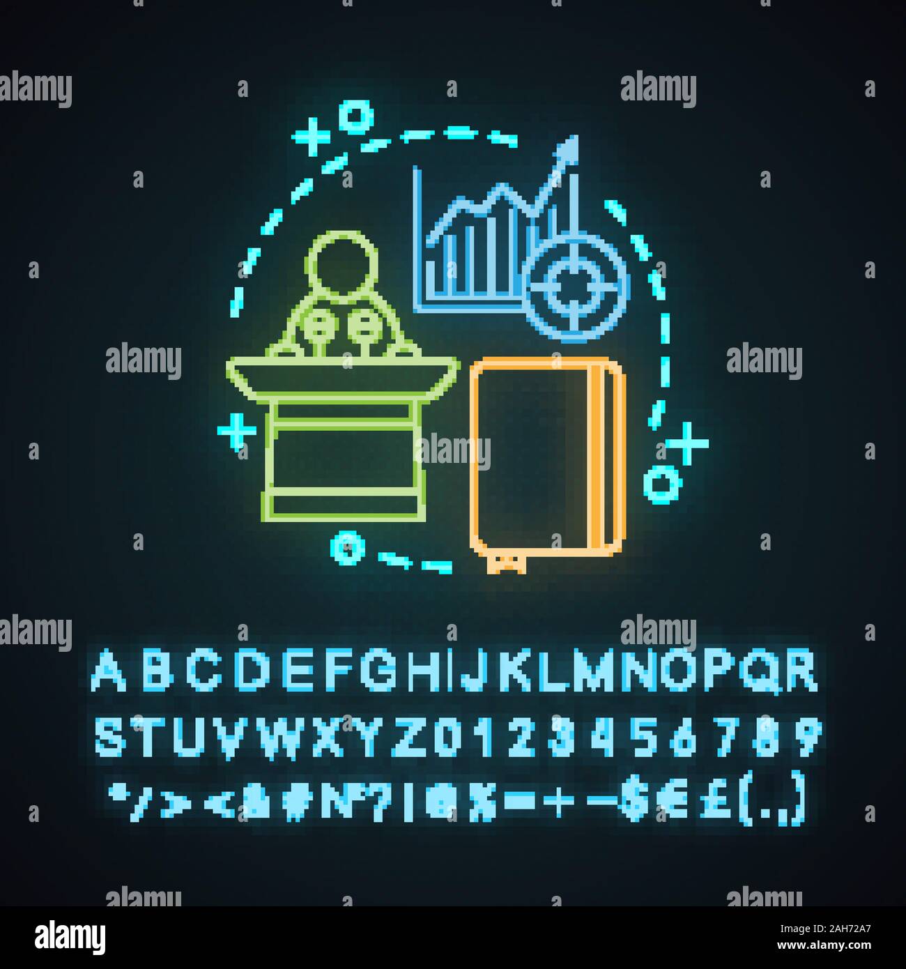 Professional training neon light concept icon. Presentation. Business ...