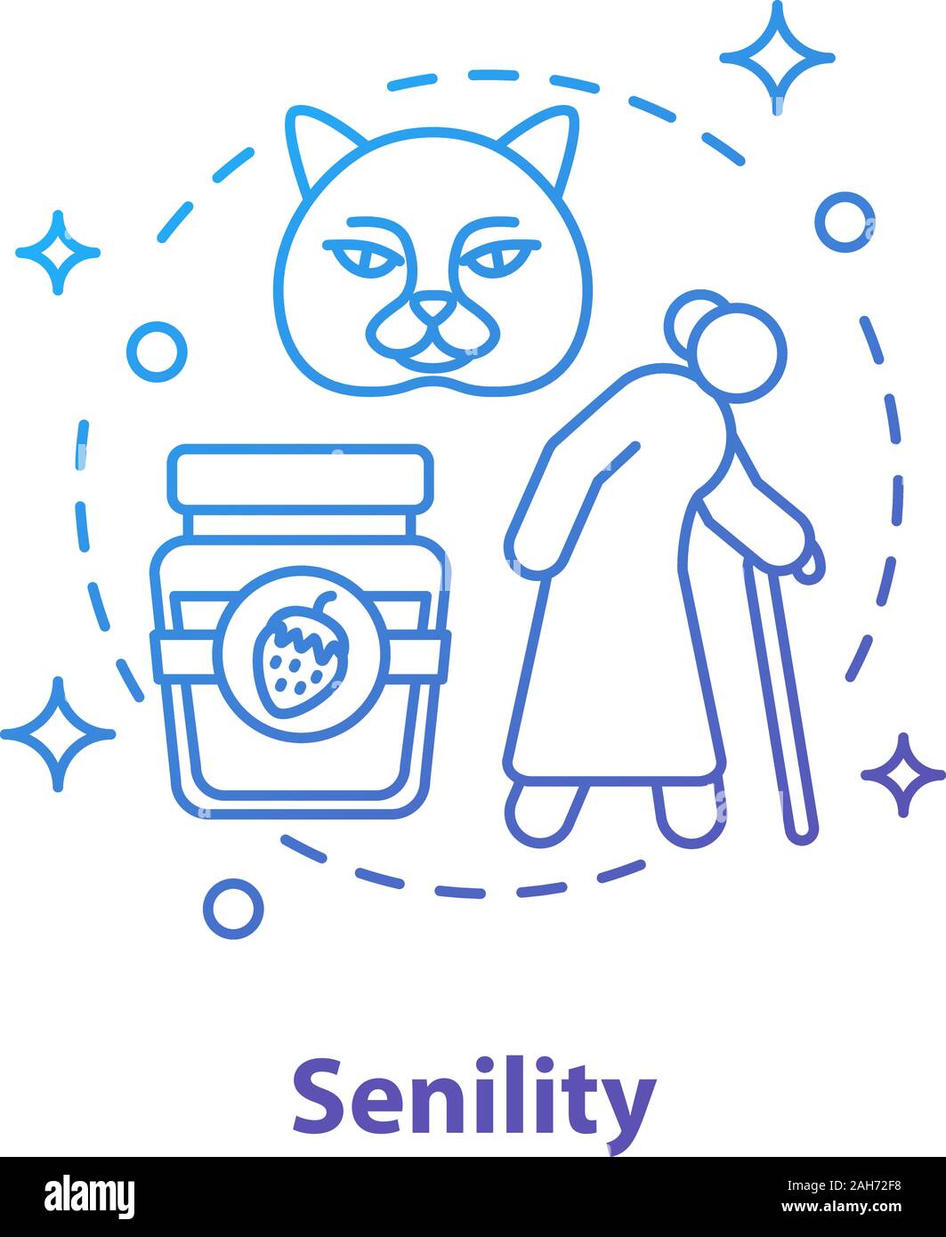 Grandmother concept icon. Senility idea thin line illustration. Old ...