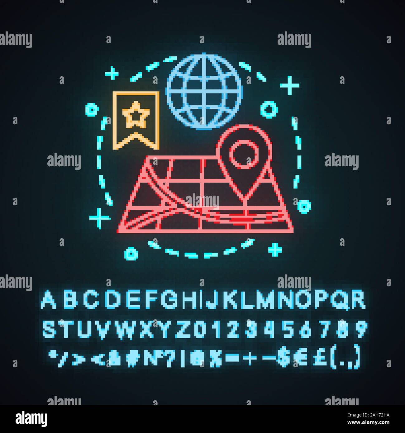 Getting direction neon light concept icon. GPS navigation idea. Best ...