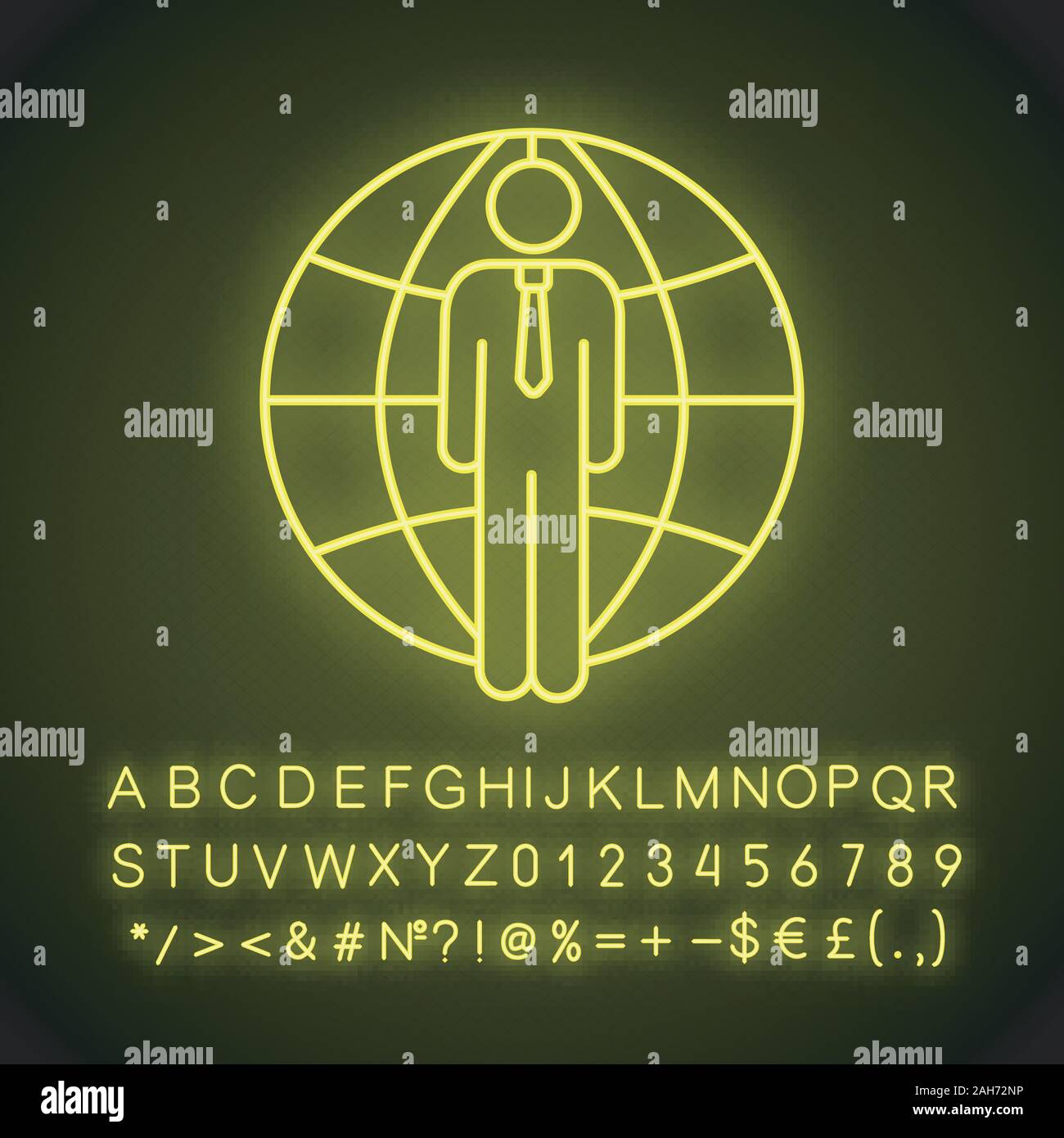 International business neon light icon. Business connections. Integrity ...