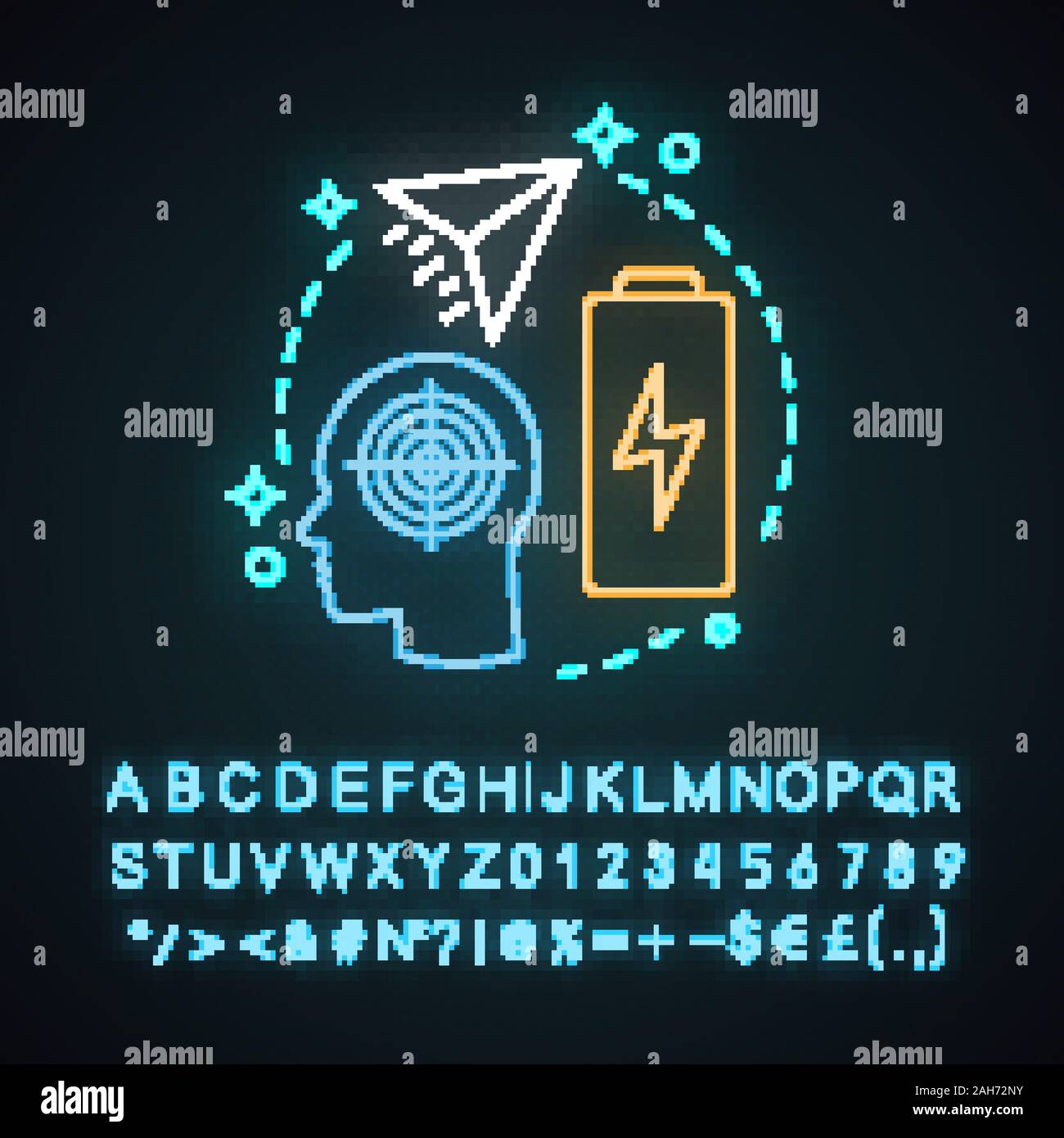 Inspiration neon light concept icon. Brainstorm. Mindfulness idea ...