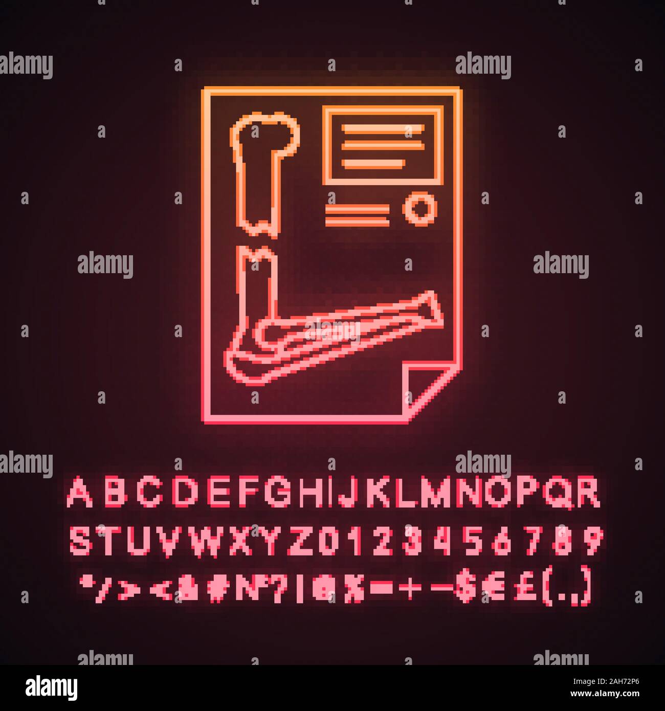 Bone fracture diagnosis neon light icon. X-ray diagnostics. Broken arm ...