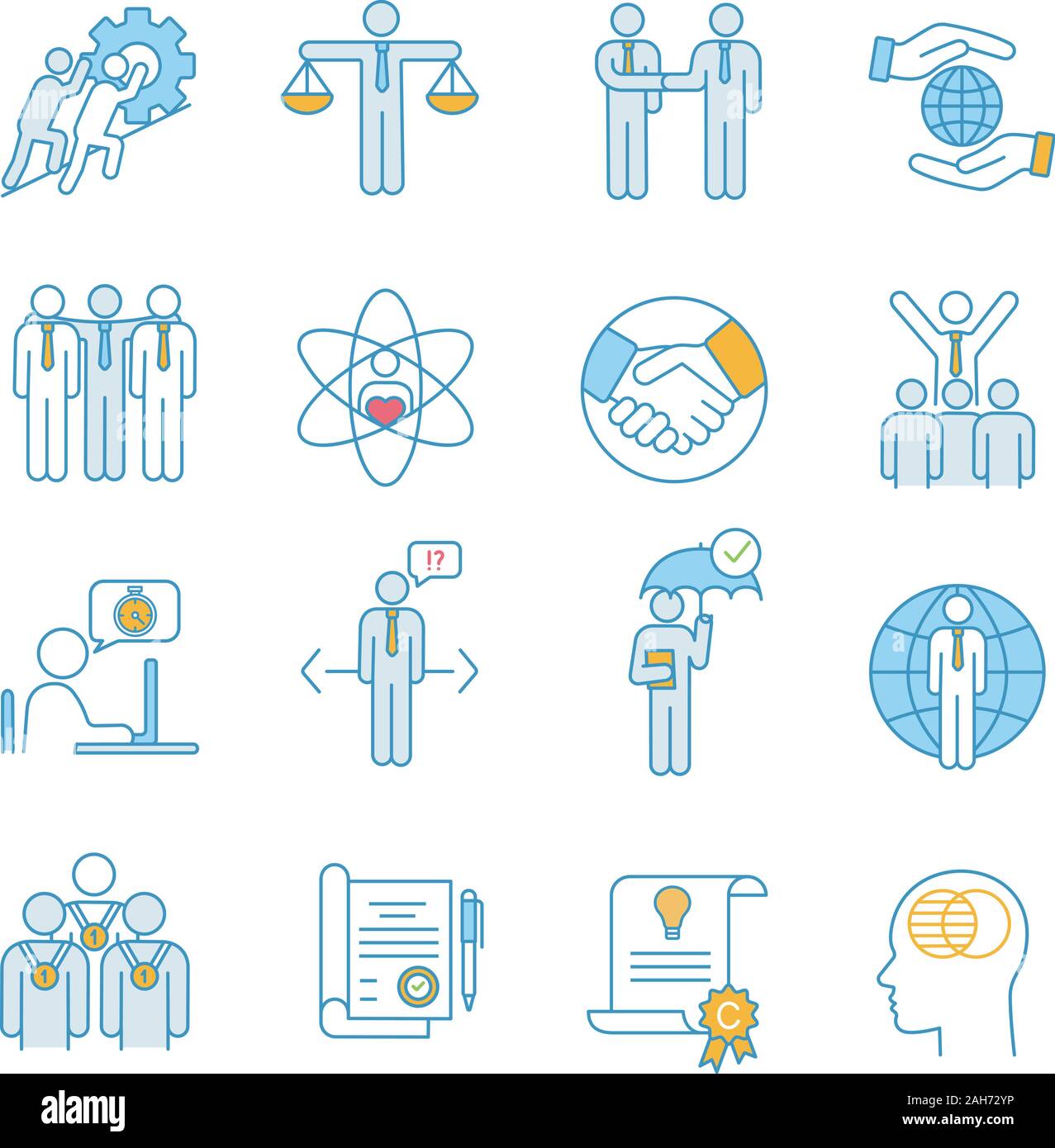 Business ethics color icons set. Business deal, agreement. Core values ...