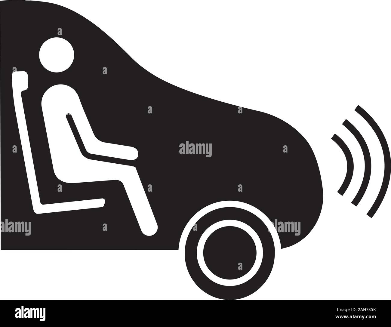 Fully autonomous glyph icon. Smart car with passenger. Intelligent auto ...