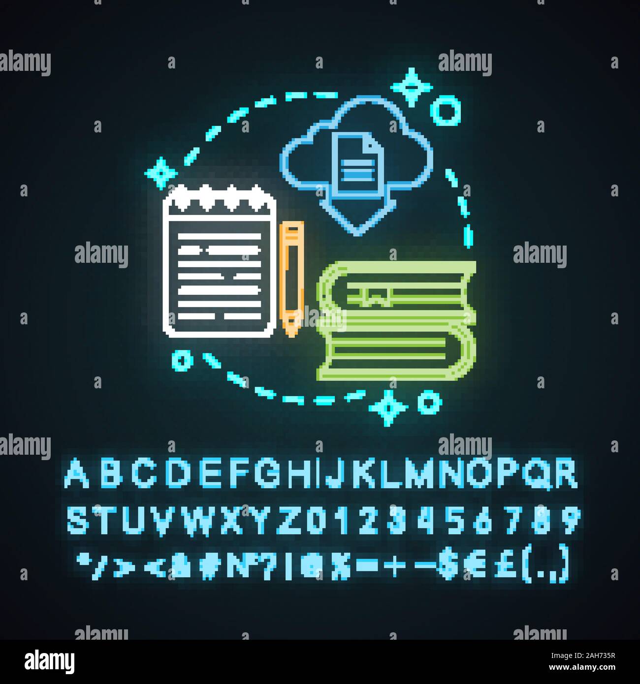 Study program neon light concept icon. E-learning. Education ...