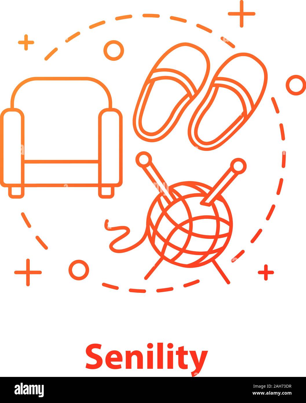 Senility concept icon. Elderly idea thin line illustration. Armchair ...