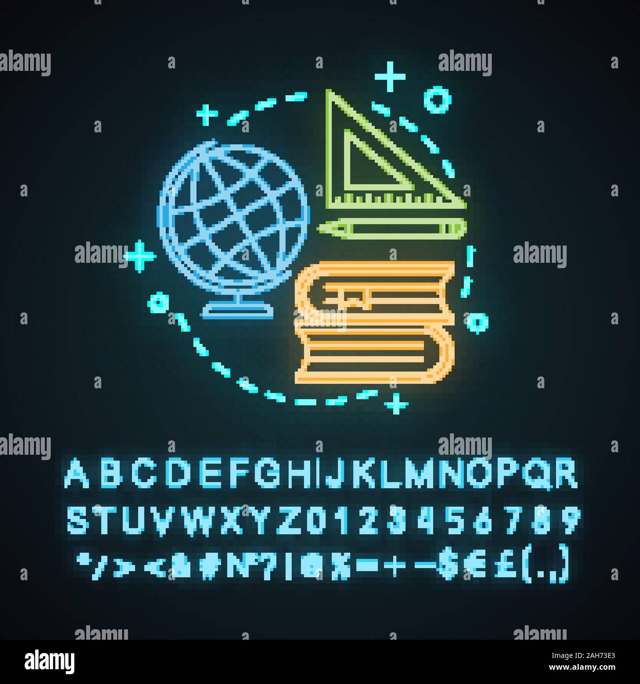 Studying neon light concept icon. School education idea. Learning ...