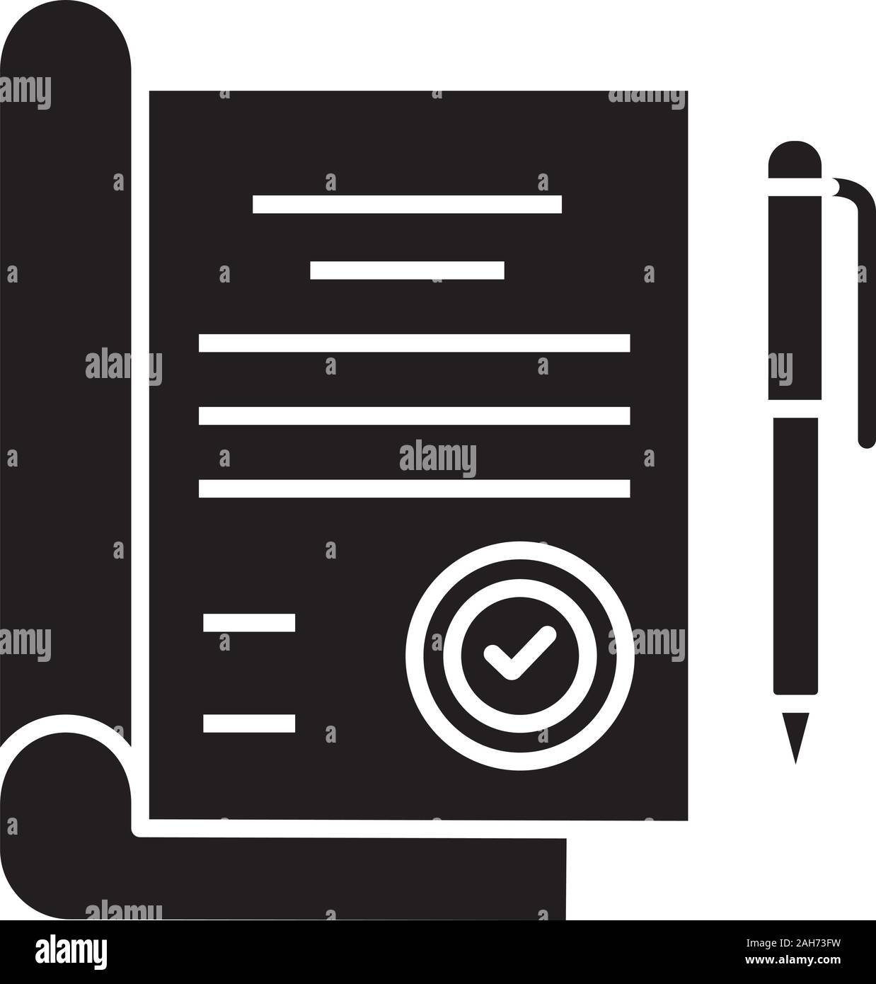 Signed contract glyph icon. Agreement, deal. Corporate policies ...