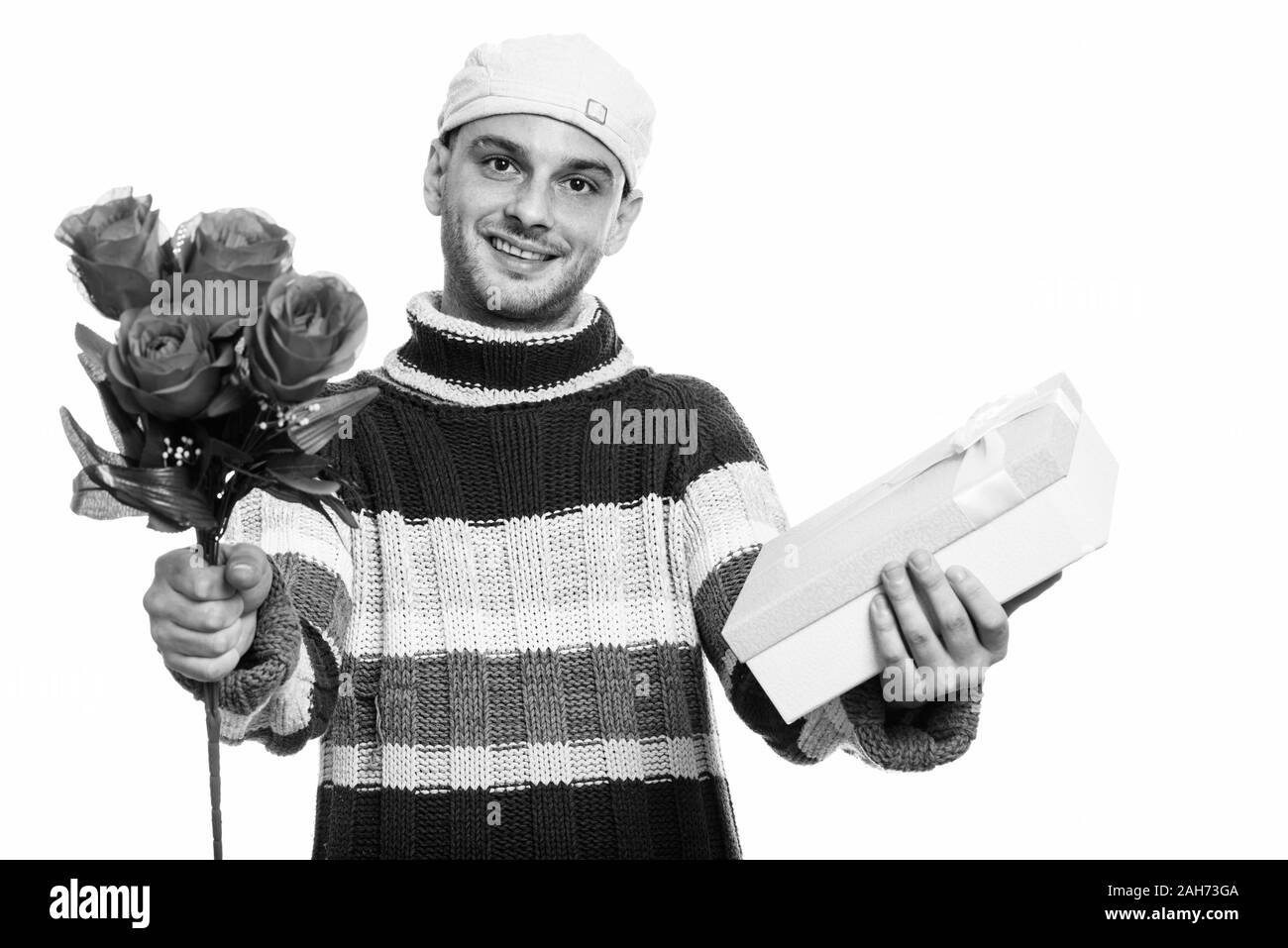 Young man give flowers hi-res stock photography and images - Alamy