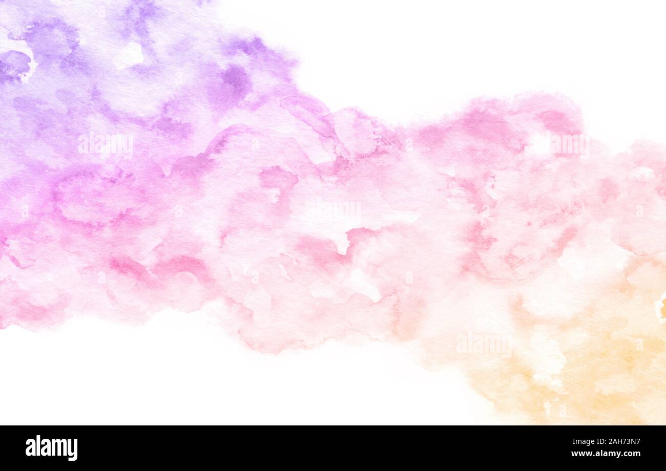 Watercolor abstract background of blue, purple, pink and yellow colors ...