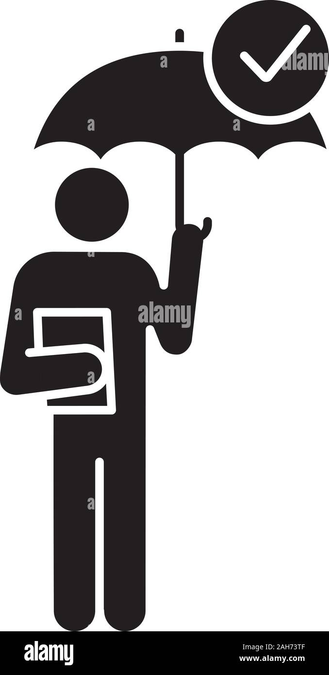 Reliability glyph icon. Business insurance. Business safety and ...