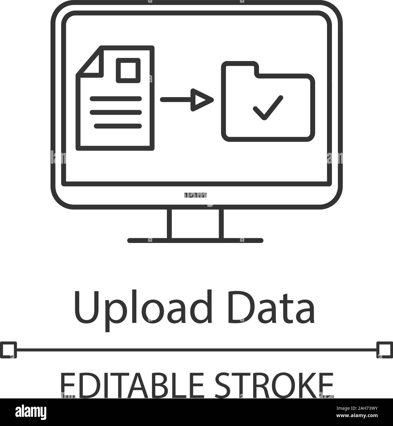 Data uploading linear icon. File transfer. Thin line illustration. Web ...