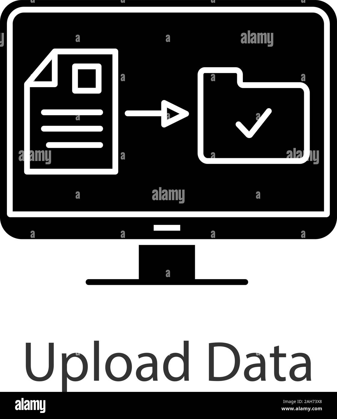 Data uploading glyph icon. File transfer. Web storage. Digital data ...