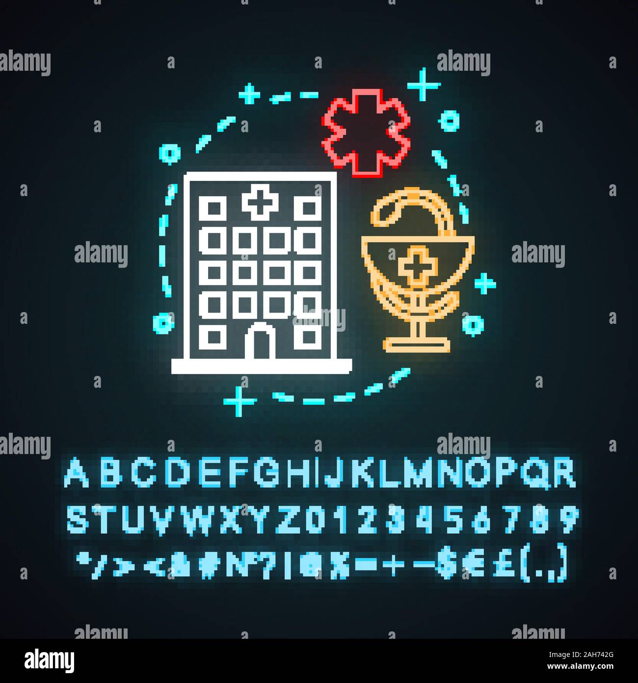 Clinical center neon light concept icon. Medicine and healthcare idea ...