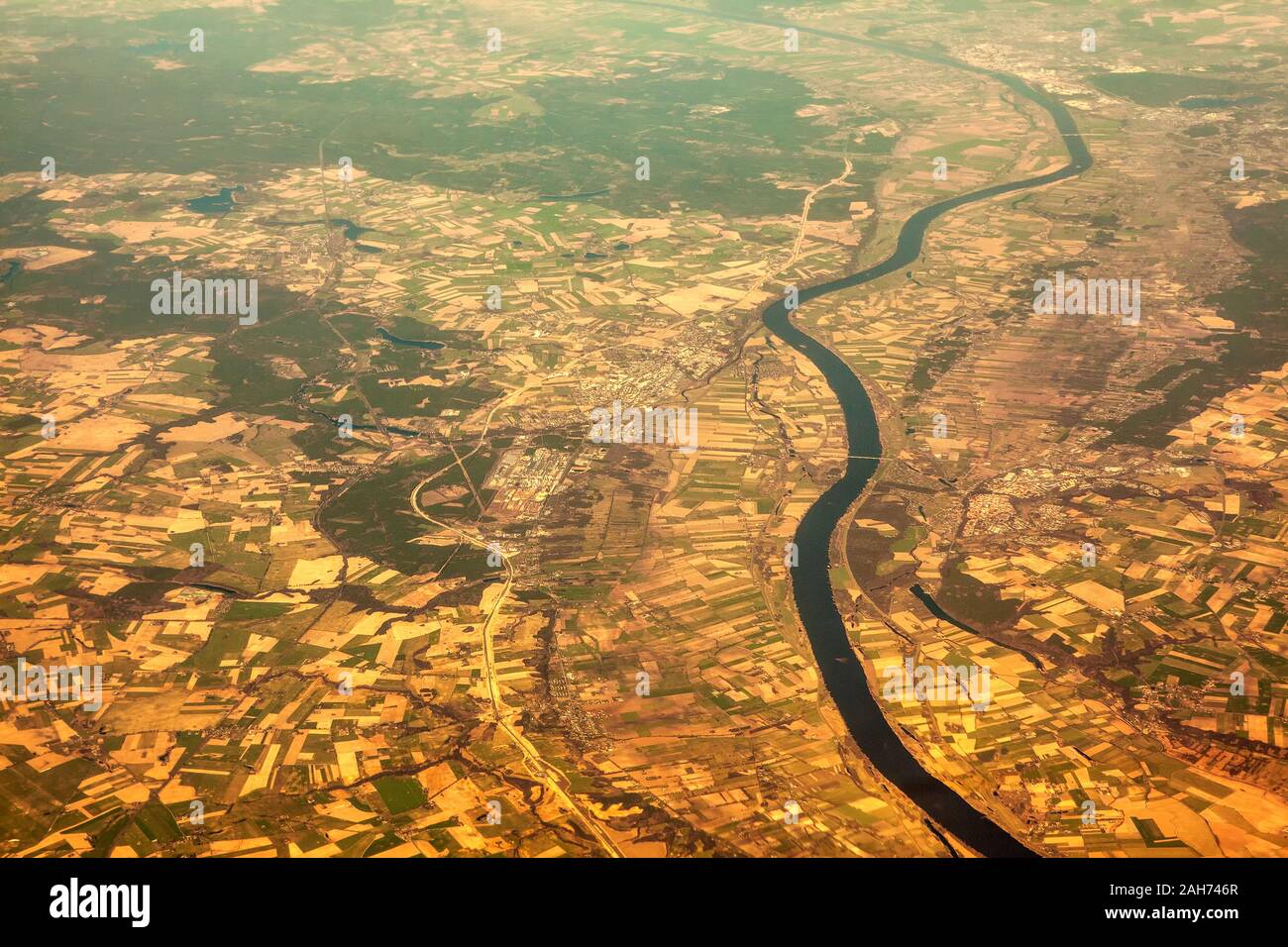 Aerial view of river meander Stock Photo - Alamy