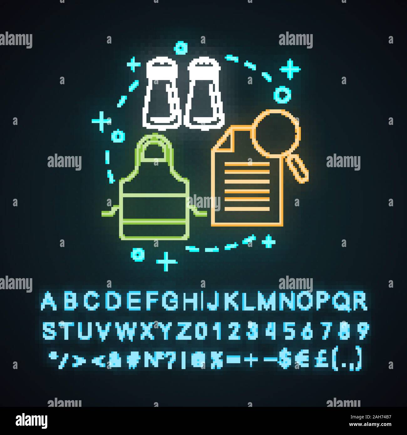 Find recipes neon light concept icon. Cooking idea. Meal preparation ...