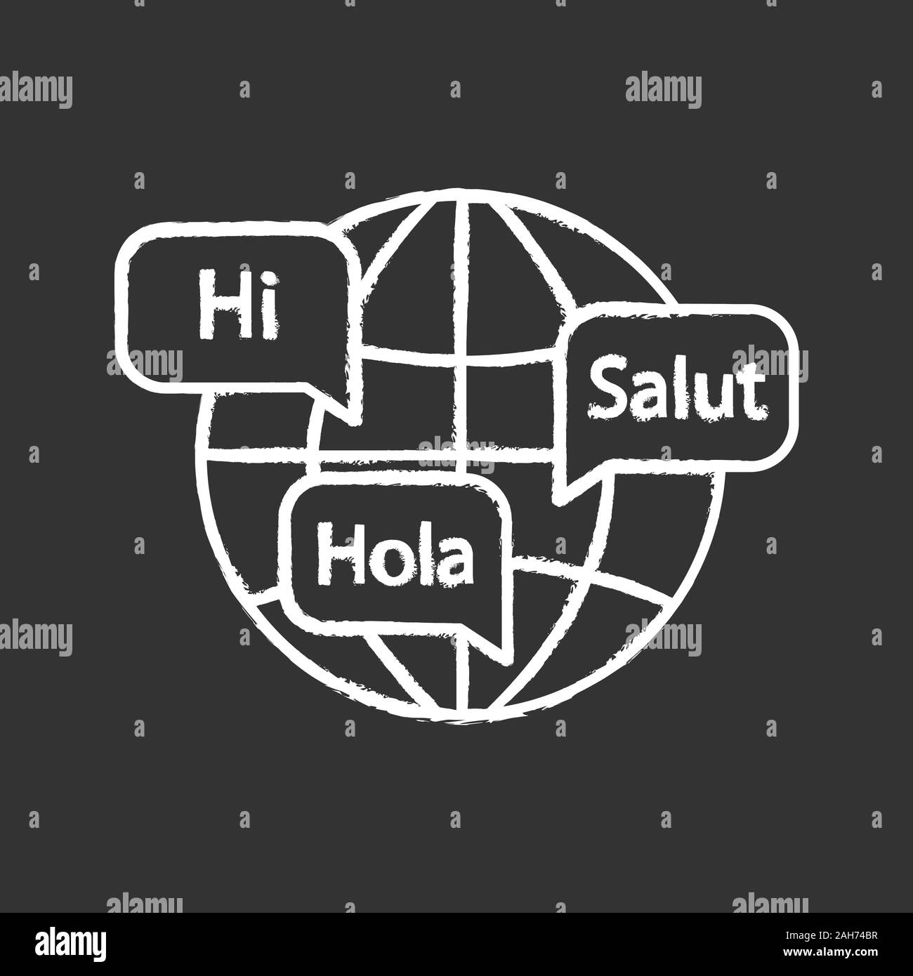World languages chalk icon. International communication. Foreign ...