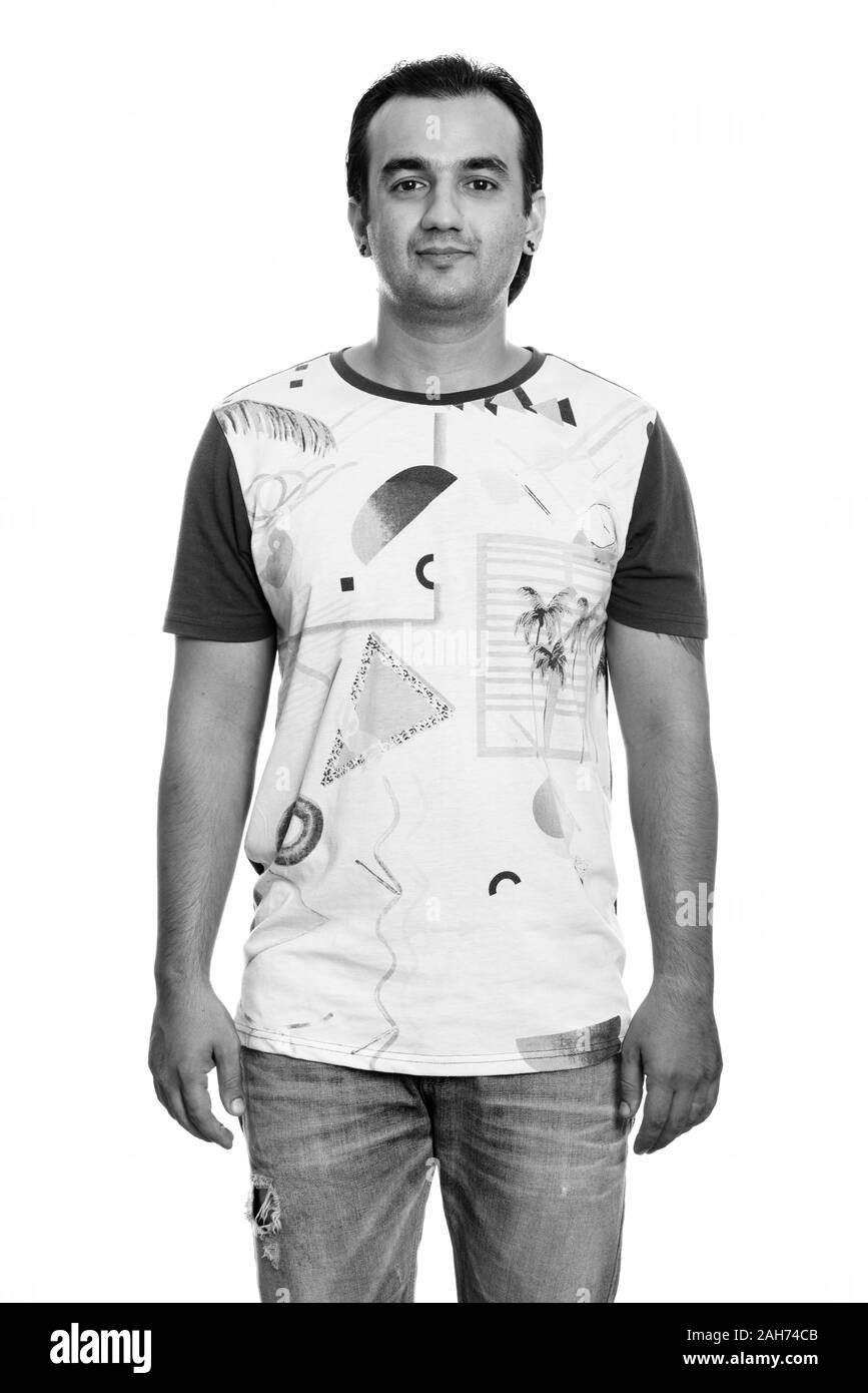 Studio shot of Persian man standing in black and white Stock Photo - Alamy