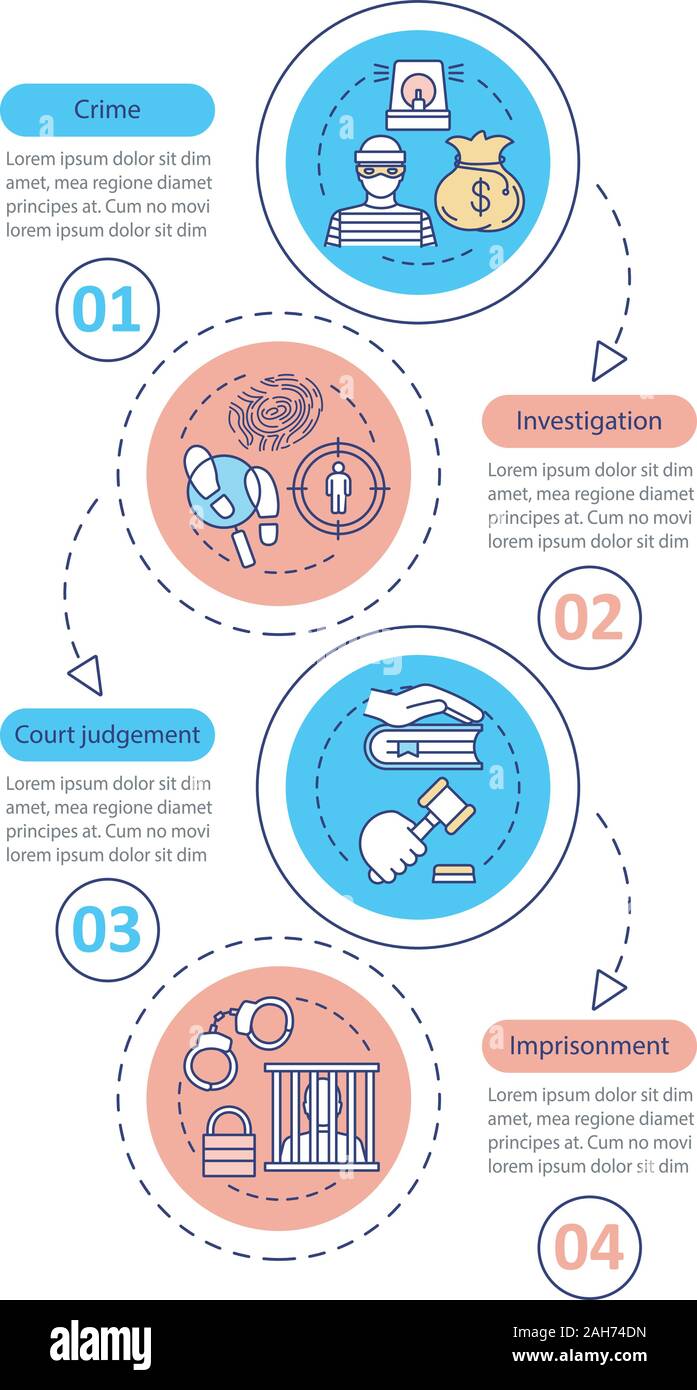 Law enforcement vector infographic template. Crime, investigation ...